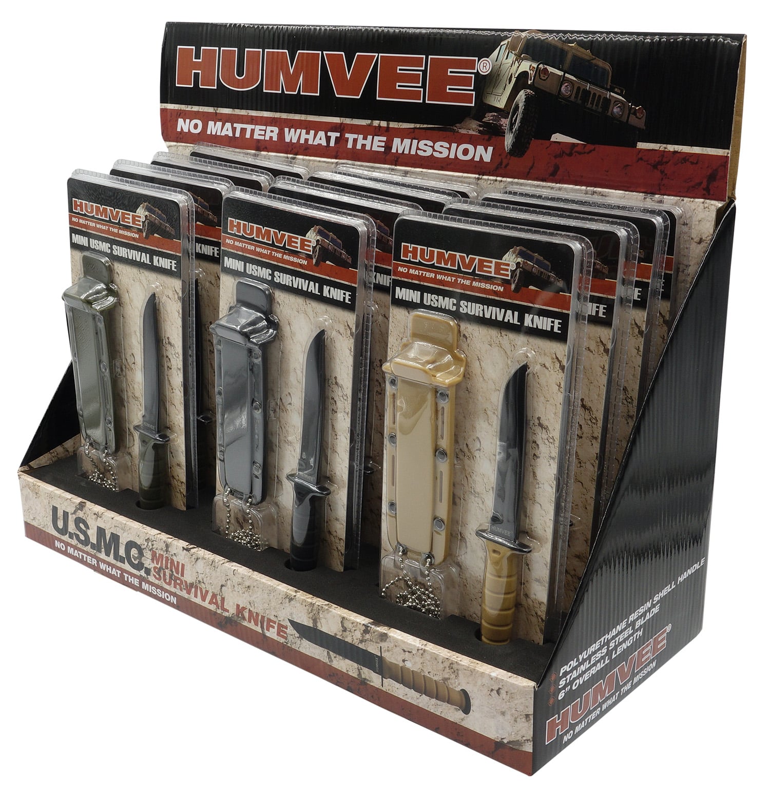 Humvee Adventure Gear HMVDBUSMC Humvee Combat Knife Display 3.5" USMC ...